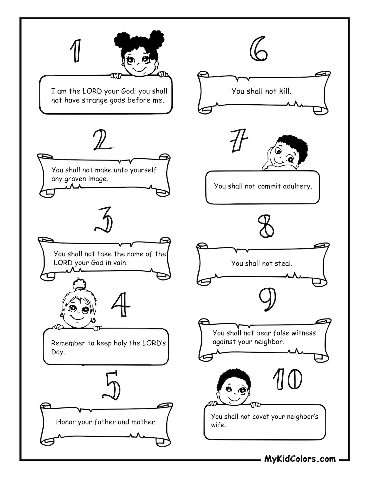 15 Ten Commandments Coloring Pages | Free Bible Printables for Kids