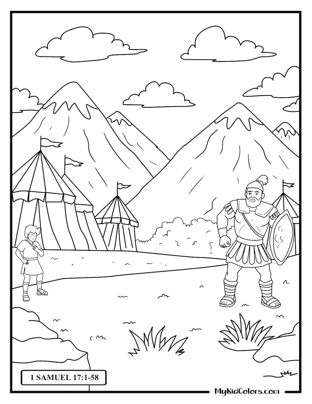 15 David and Goliath Coloring Pages | Faith, Courage & the Power of God