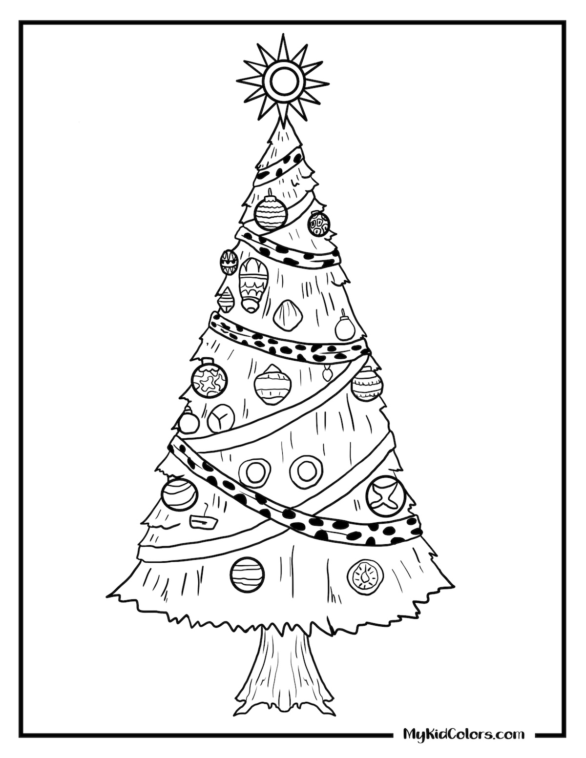 15 Christmas Tree Coloring Page Set (Free PDF Printables)