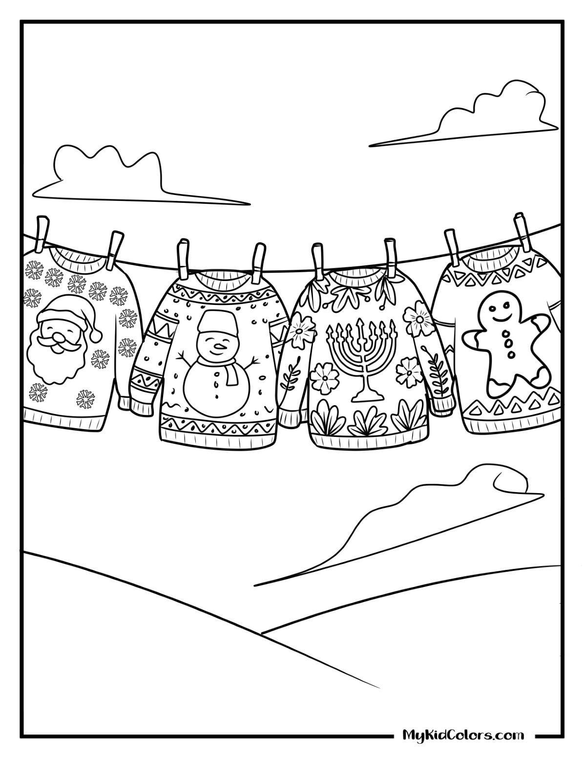 15 Free Ugly Sweater Coloring Page Bundle (Printable PDF)