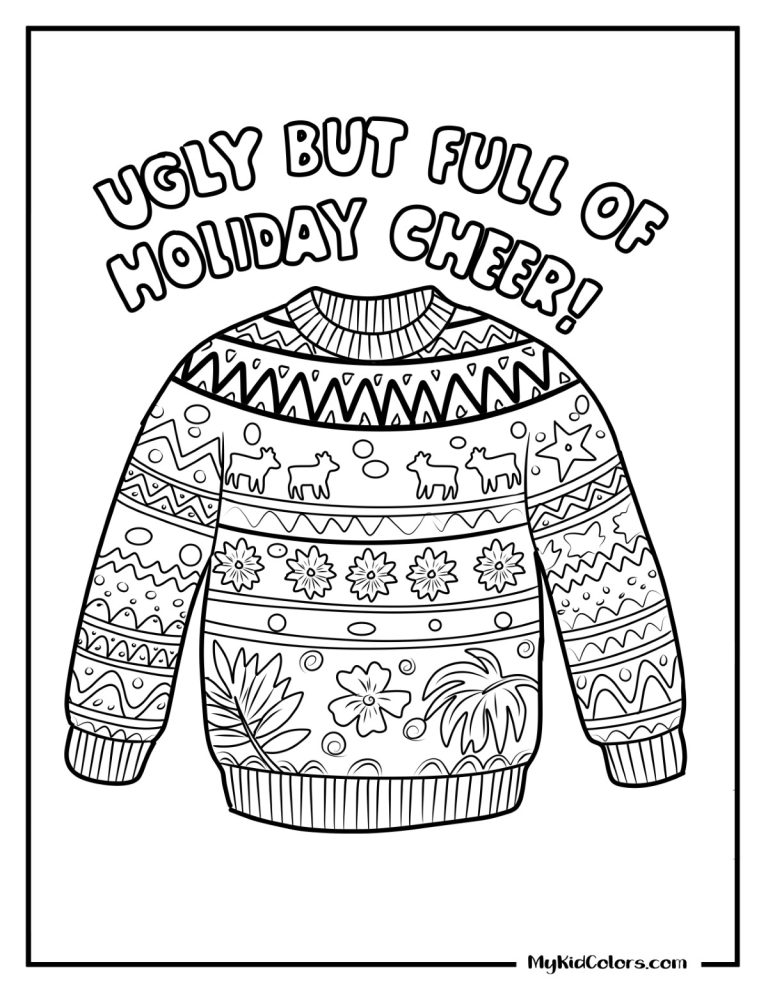 15 Free Ugly Sweater Coloring Page Bundle (Printable PDF)