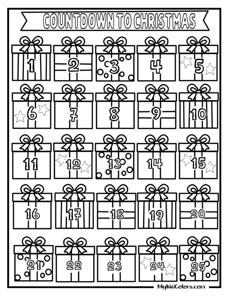 15 Free Christmas Countdown Coloring Pages (PDF Pack)