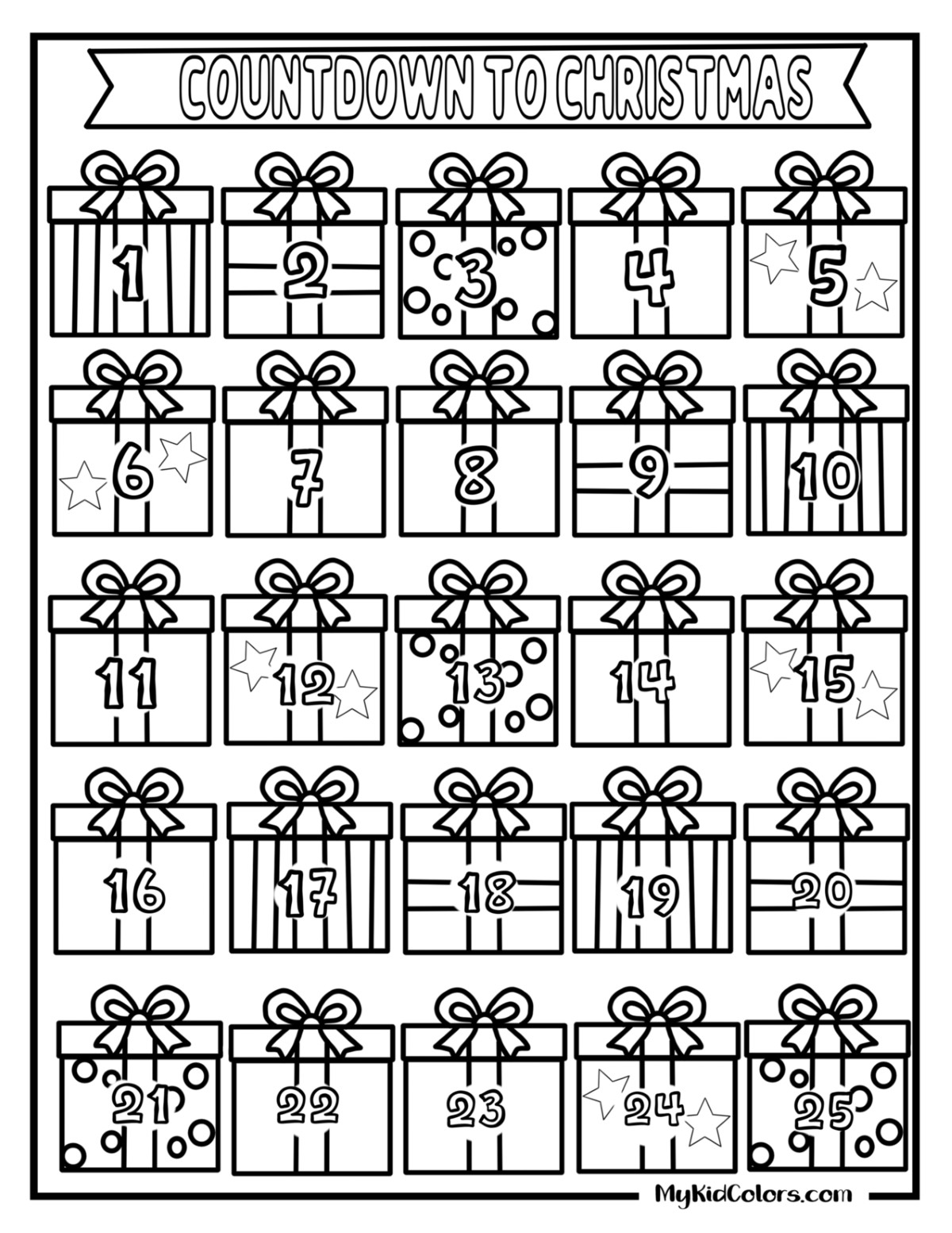 15 Free Christmas Countdown Coloring Pages (PDF Pack)