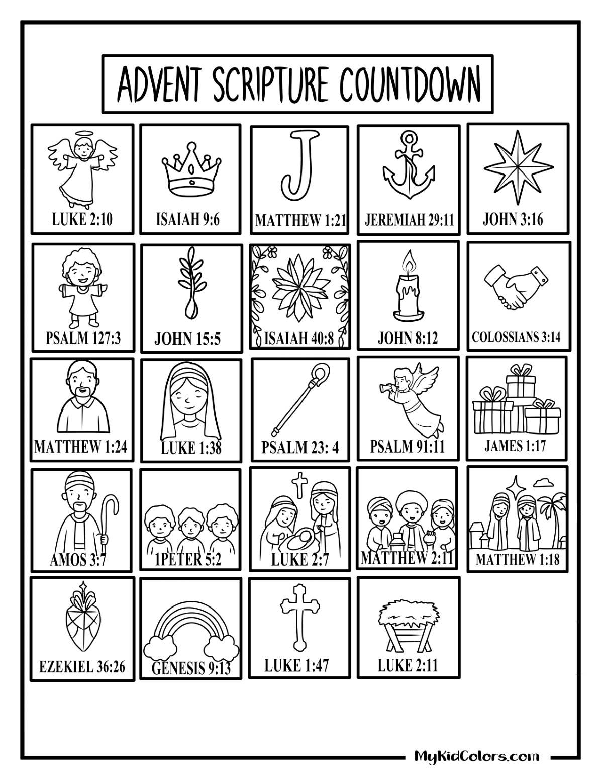 15 Free Advent Calendar Coloring Page Printables (PDF Set)