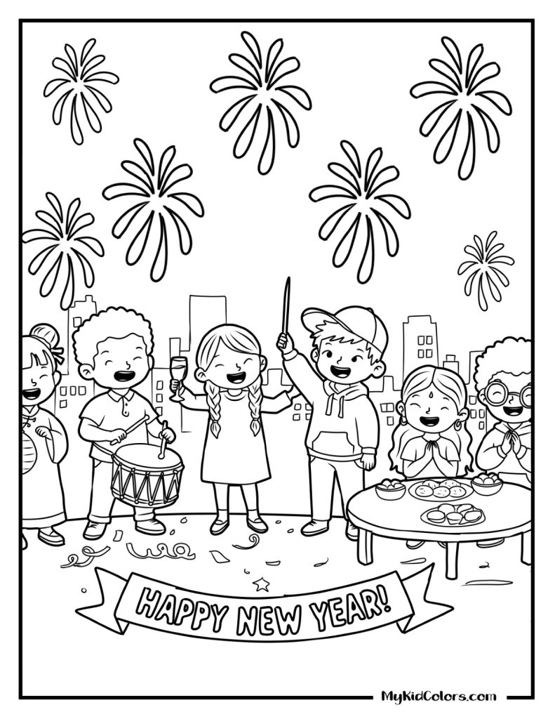 15 New Years Coloring Pages for Kids (Free PDF Printables)