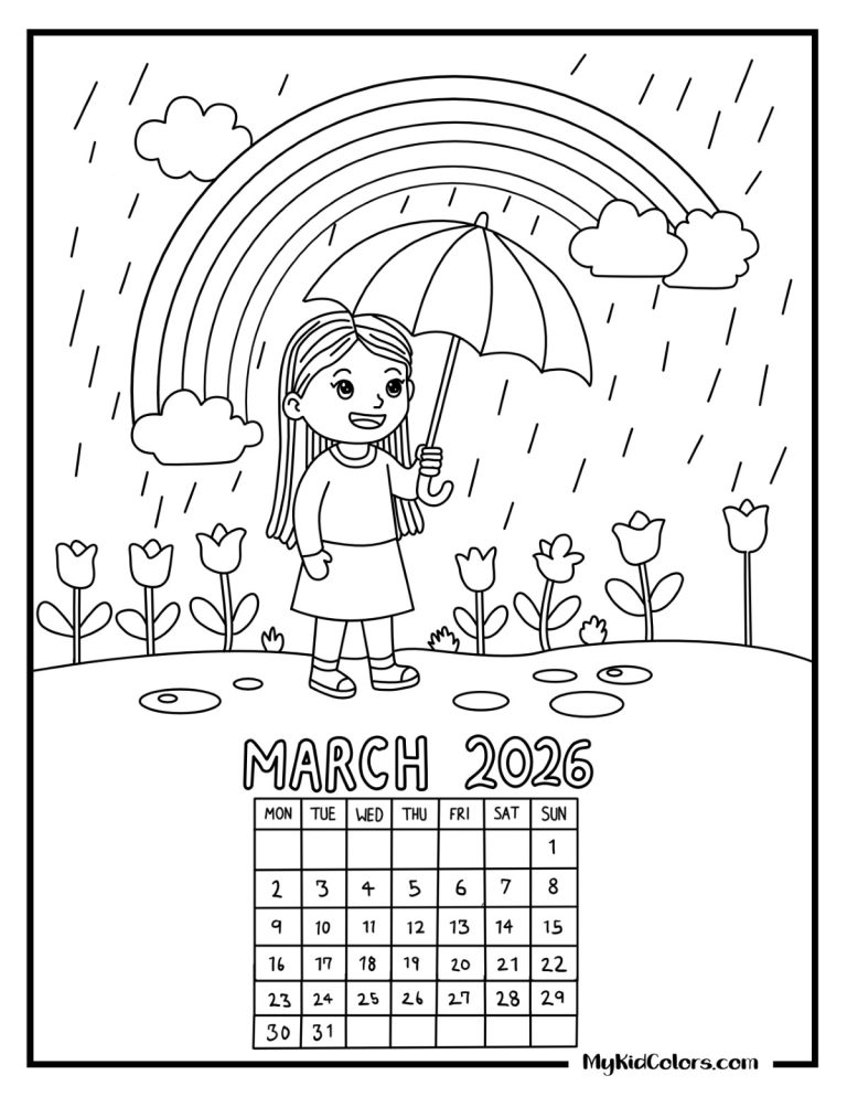 15 Free 2026 Calendar Coloring Pages (PDF Printables)