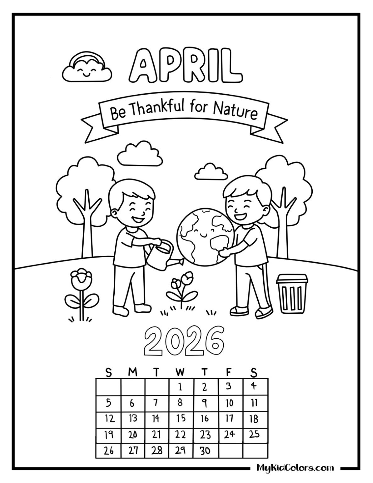 15 Free 2026 Calendar Coloring Pages (PDF Printables)