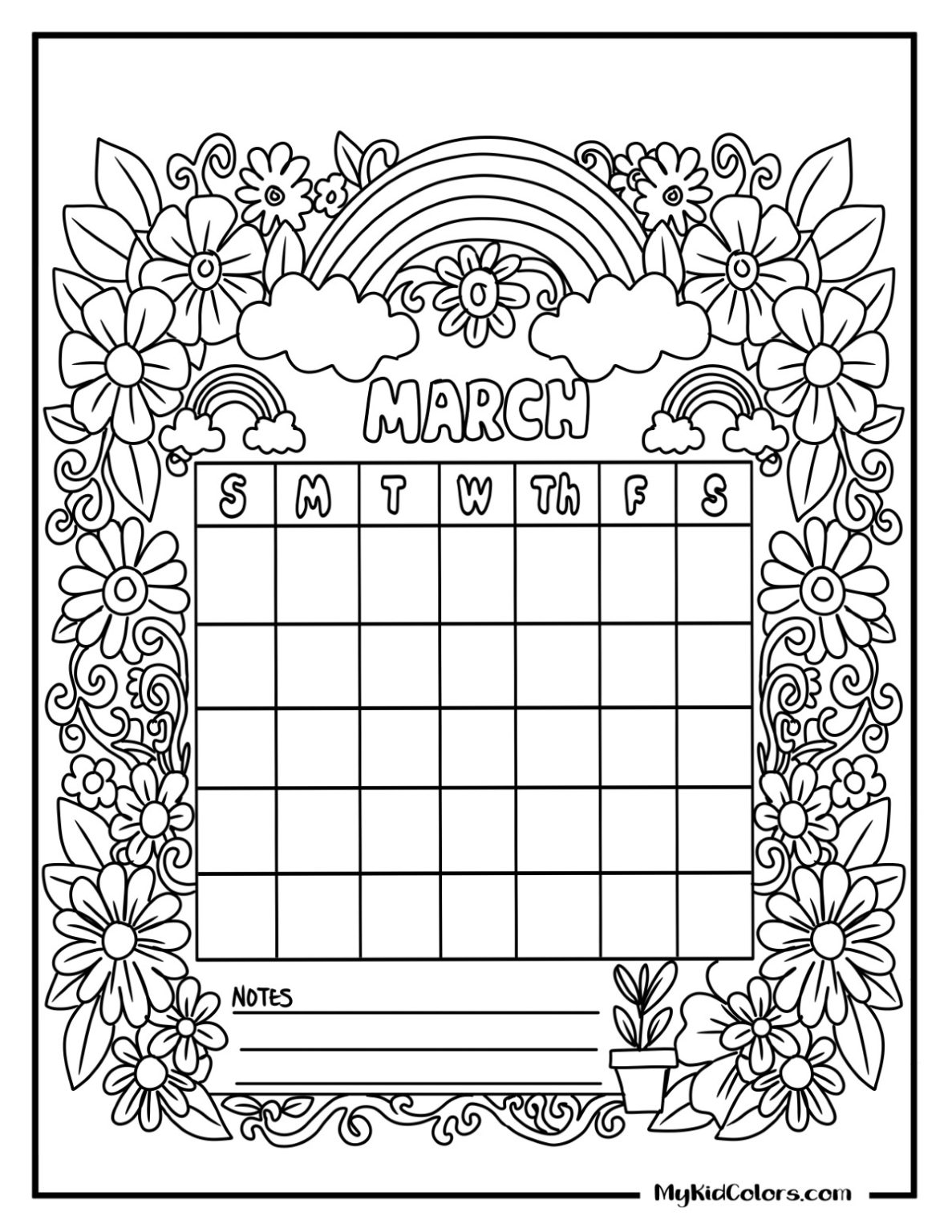 15 Free Hand-Drawn March Coloring Pages (Free PDF Printables)