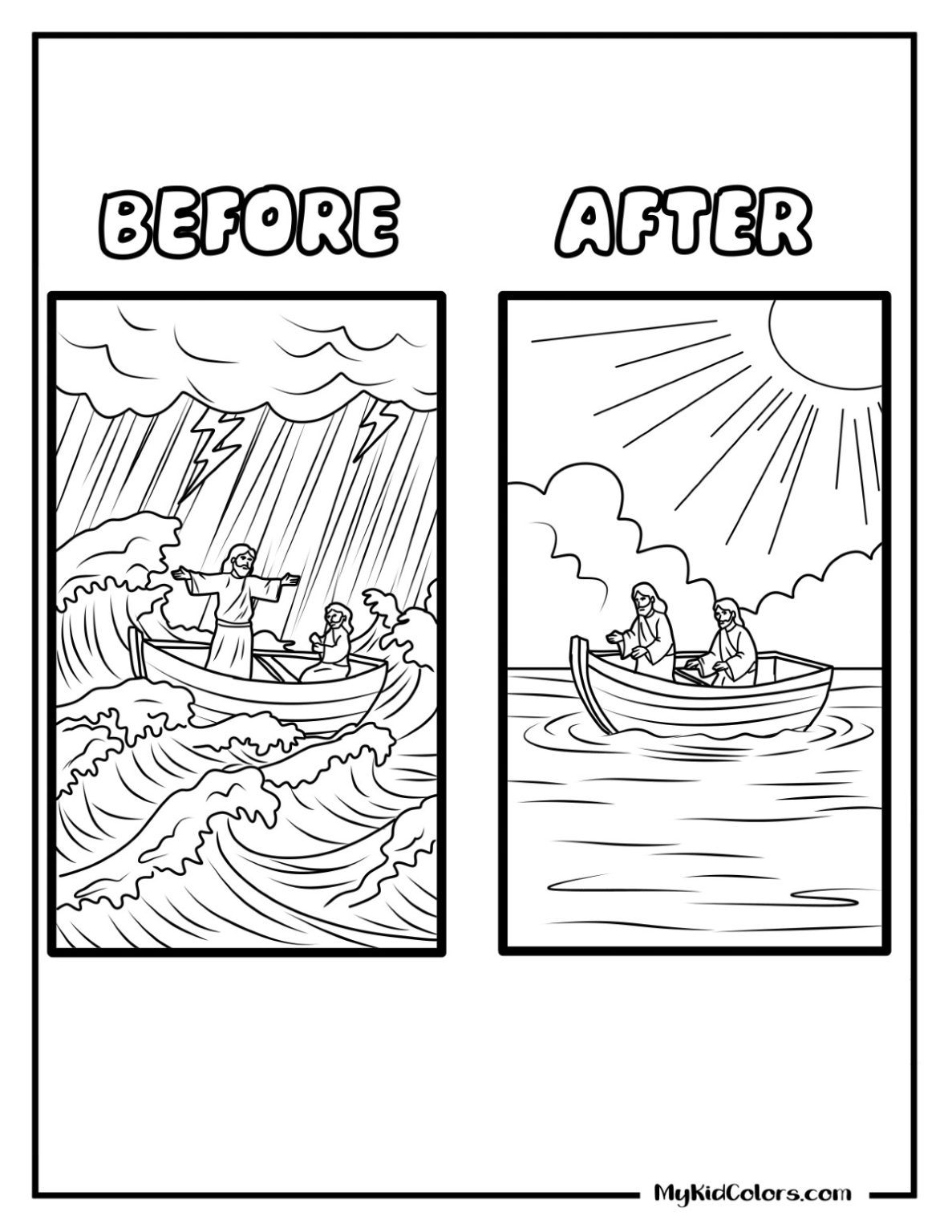 15 Free Jesus Calms the Storm Coloring Page PDF Printables
