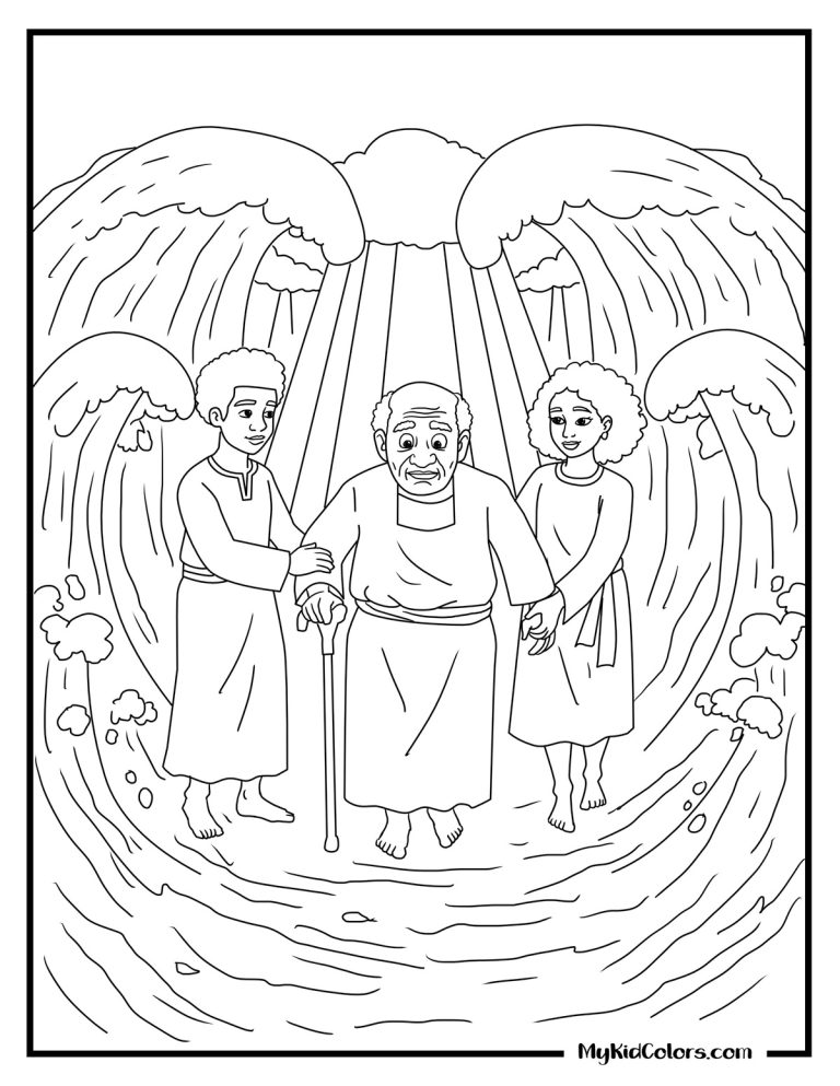 15 Free Moses Parts The Red Sea Coloring Page Printables (Inclusive ...