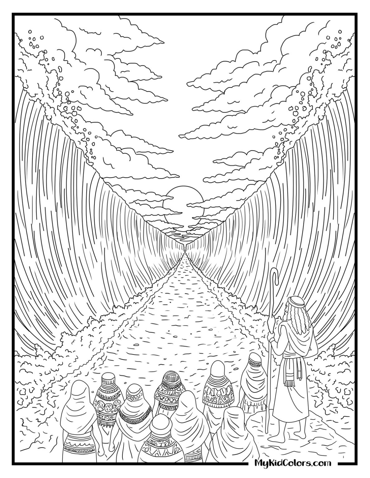 15 Free Moses Parts The Red Sea Coloring Page Printables (Inclusive ...