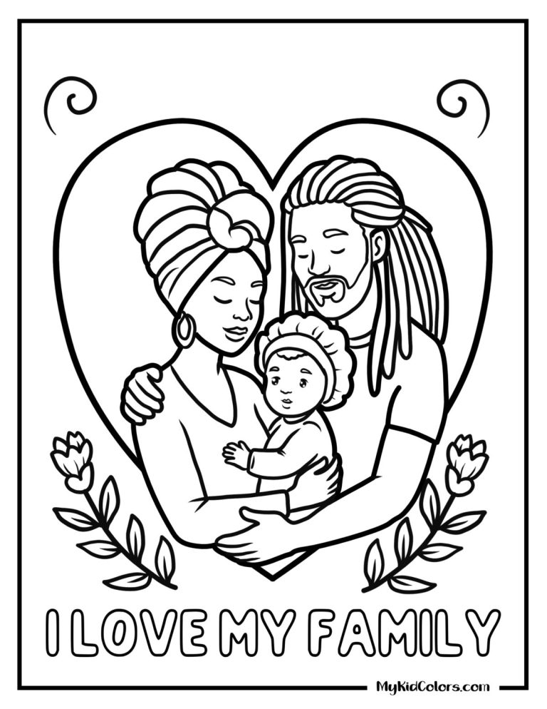 15 Free Family Coloring Pages Kids See Themselves In (PDF)