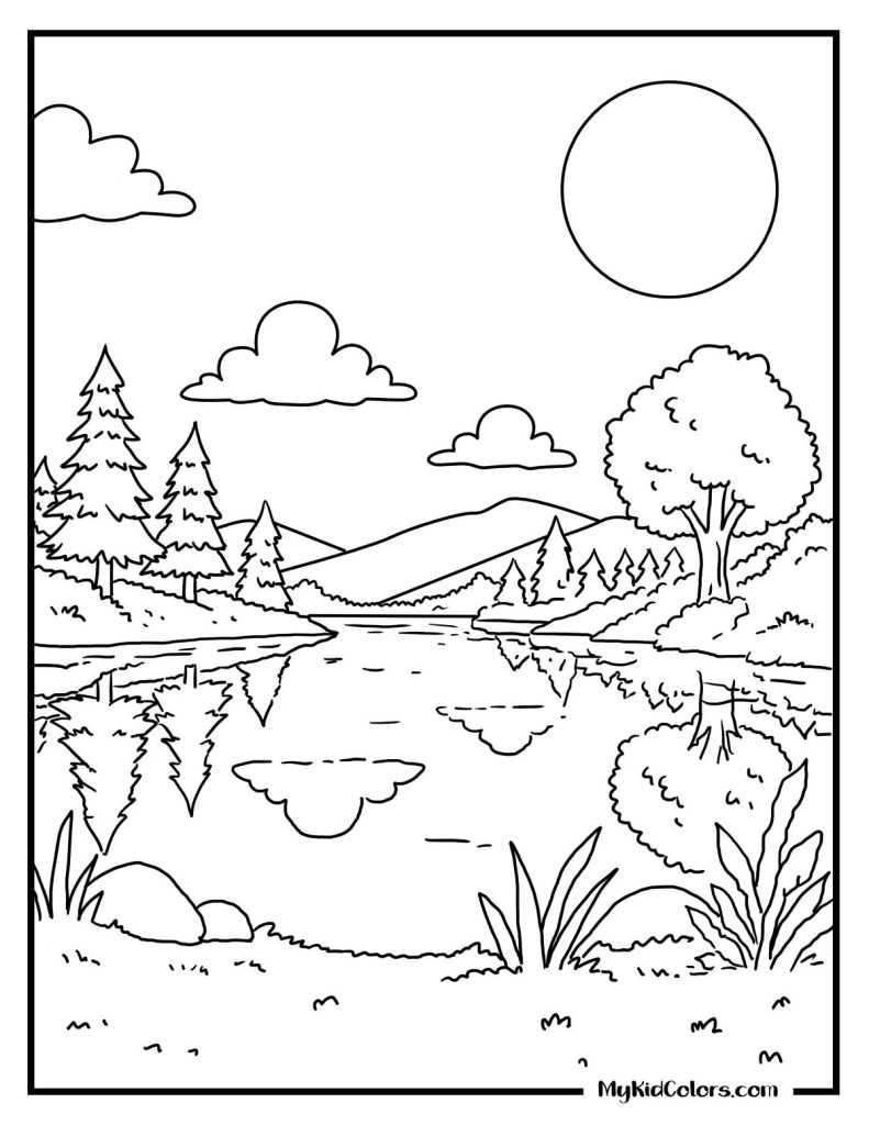 15 Free Scenery Coloring Pages for Kids (Hand-Drawn & Inclusive)